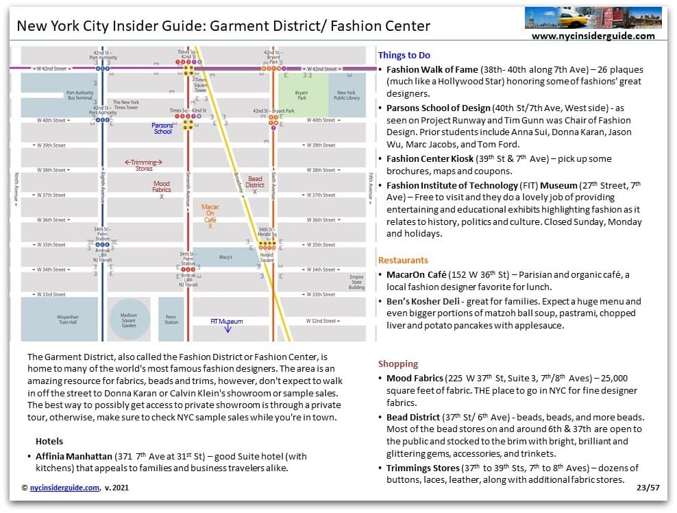 Garment District Fashion Center Free Map | Hotels, Things to Do