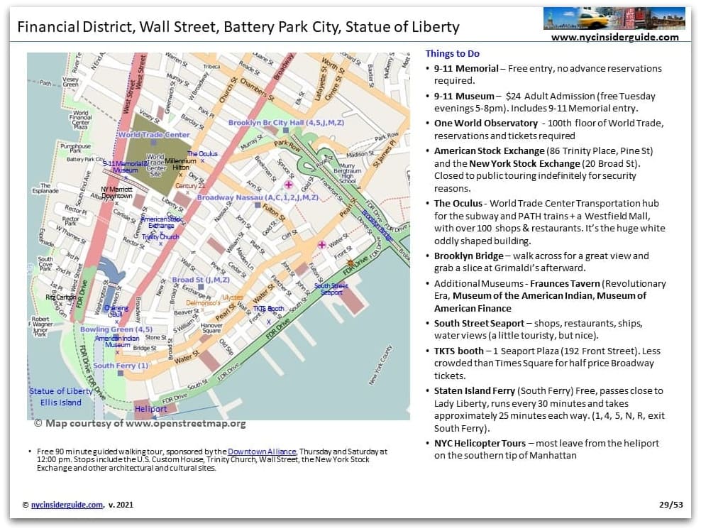 Financial District NY Free Map Guide | Hotels, Restaurants, Things to Do