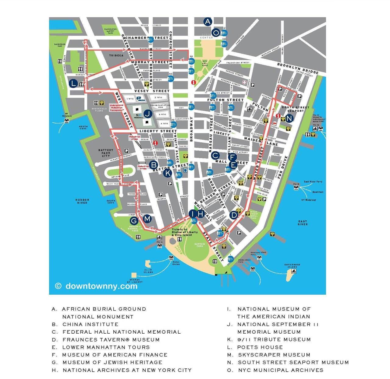 Financial District NY Free Map Guide | Hotels, Restaurants, Things to Do
